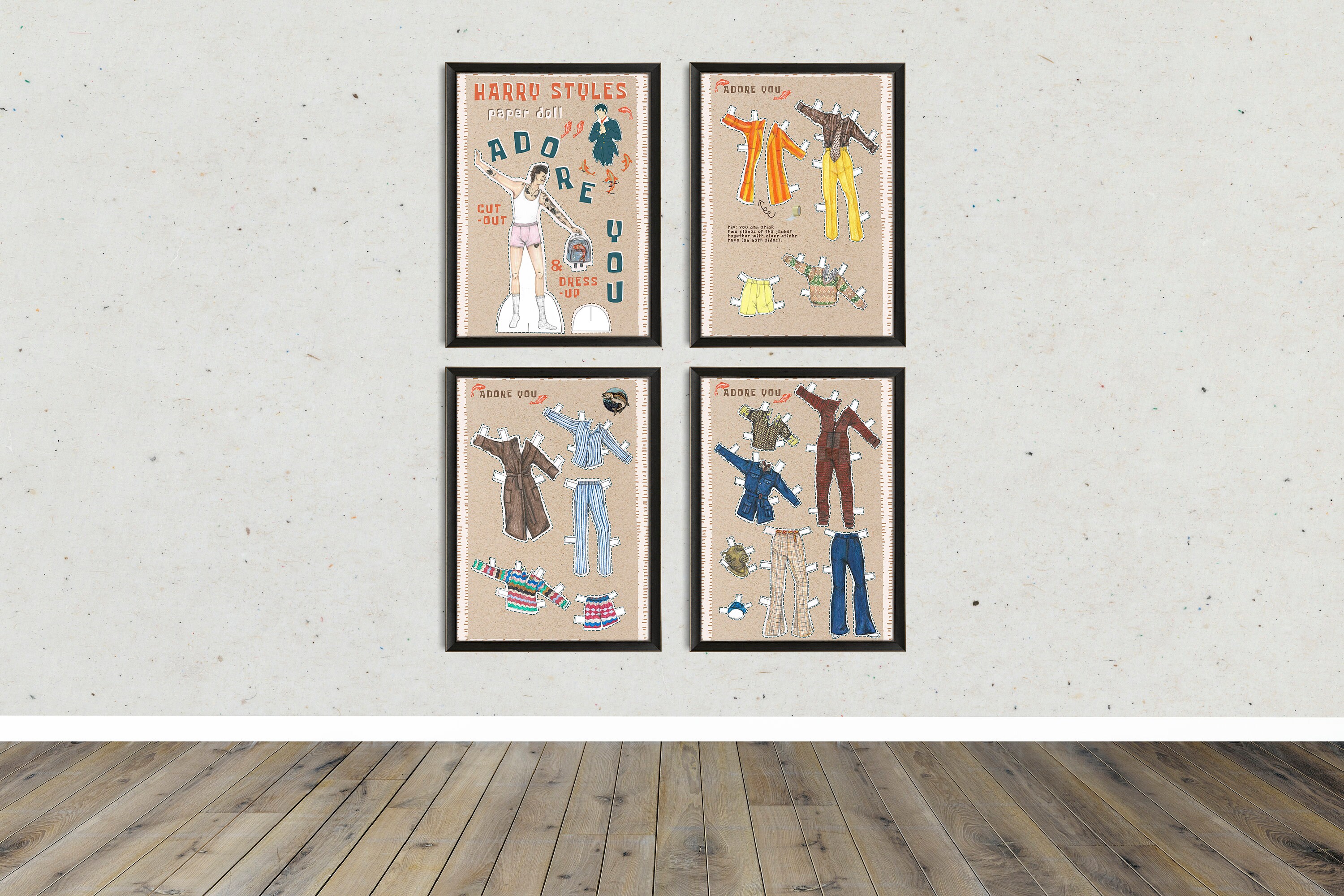 Printable Paper Doll Harry Styles 4 Pages Adore You Video Outfits ...