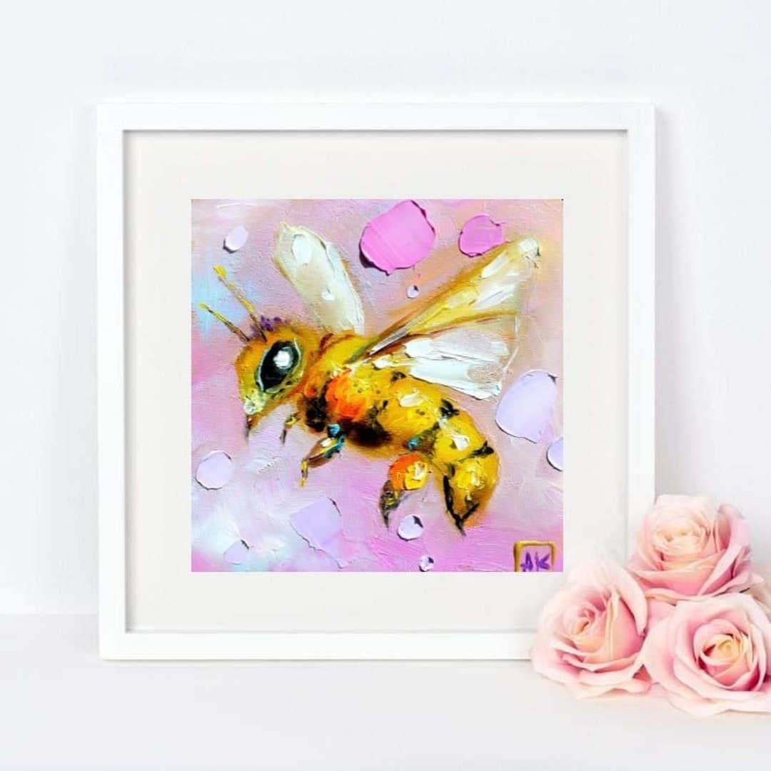 Arte de insectos estampado de abejas pintura animales pared arte ...