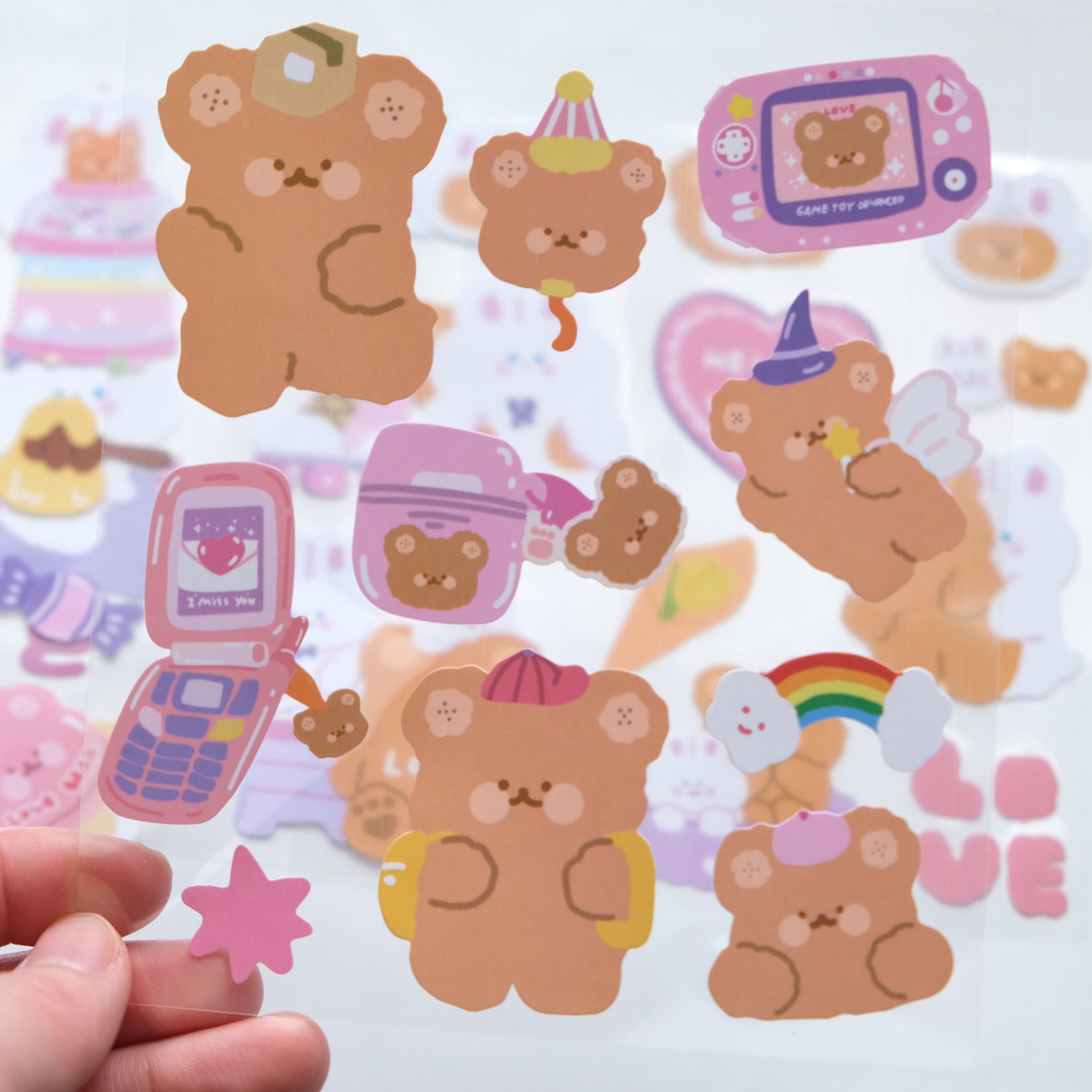 Bear Rabbit Sticker | 1 Sheet | Sticker Sheet | Planner Sticker ...