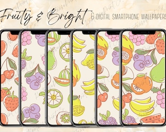 Cute Fruit Pattern Phone Wallpaper Background (30 Set Bundle) | DIGITAL ...