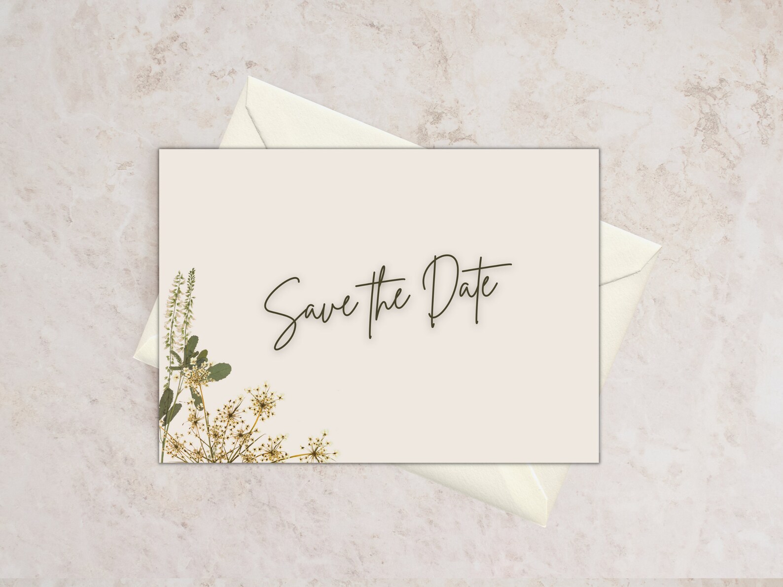 Vintage Cottagecore Pressed Flower Wedding Invitation Set, Online ...