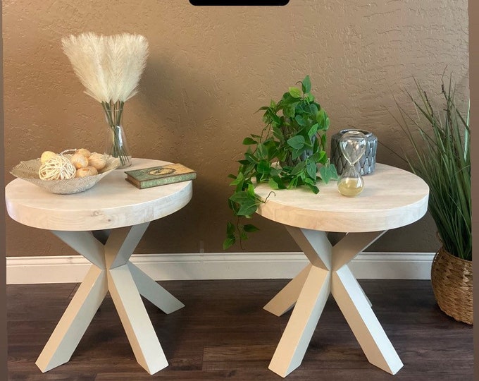 Refinished Modern End Tables, Side Tables,neutral Toned, Solid Oak Wood ...