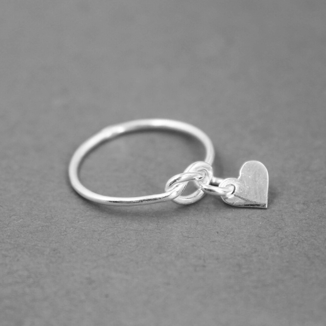 Dainty Sterling Silver Love Knot Heart Ring: Handmade Stackable Band - Etsy
