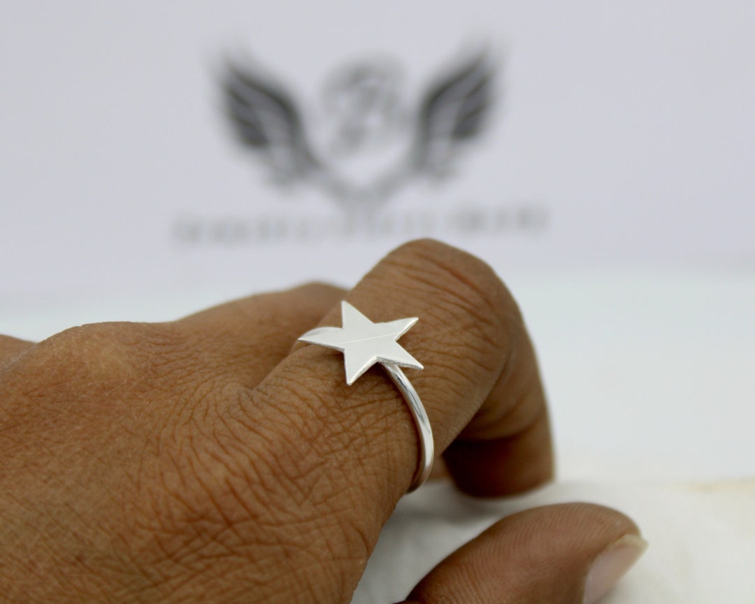 Star Ring, Solid 925 Sterling Silver, Simple Star Band Ring, Star ...
