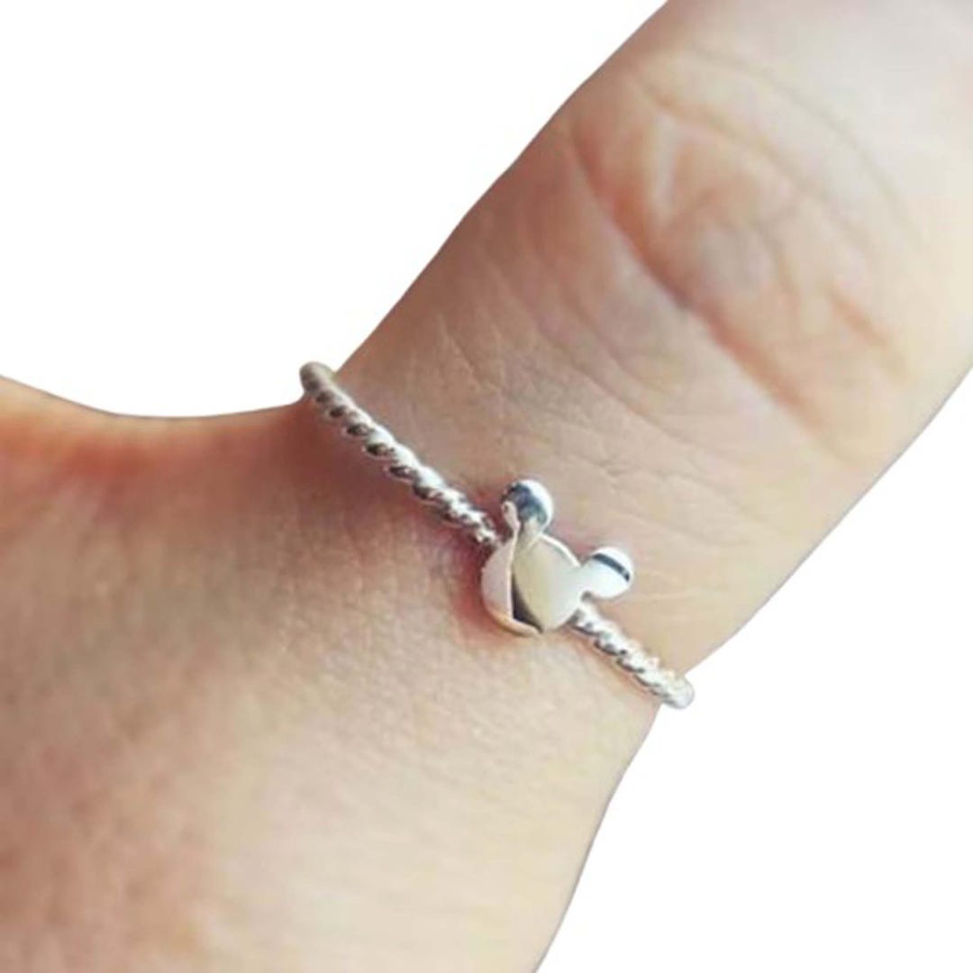 Sterling Silver Disney Mouse Ring, Handmade Rope Band - Etsy