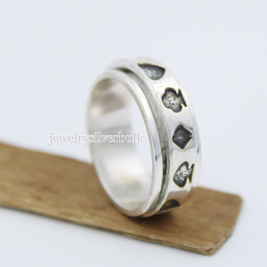 Playing Card Ring, Poker Ring, 925 Sterling Silver Ring, Spinner Rings ...