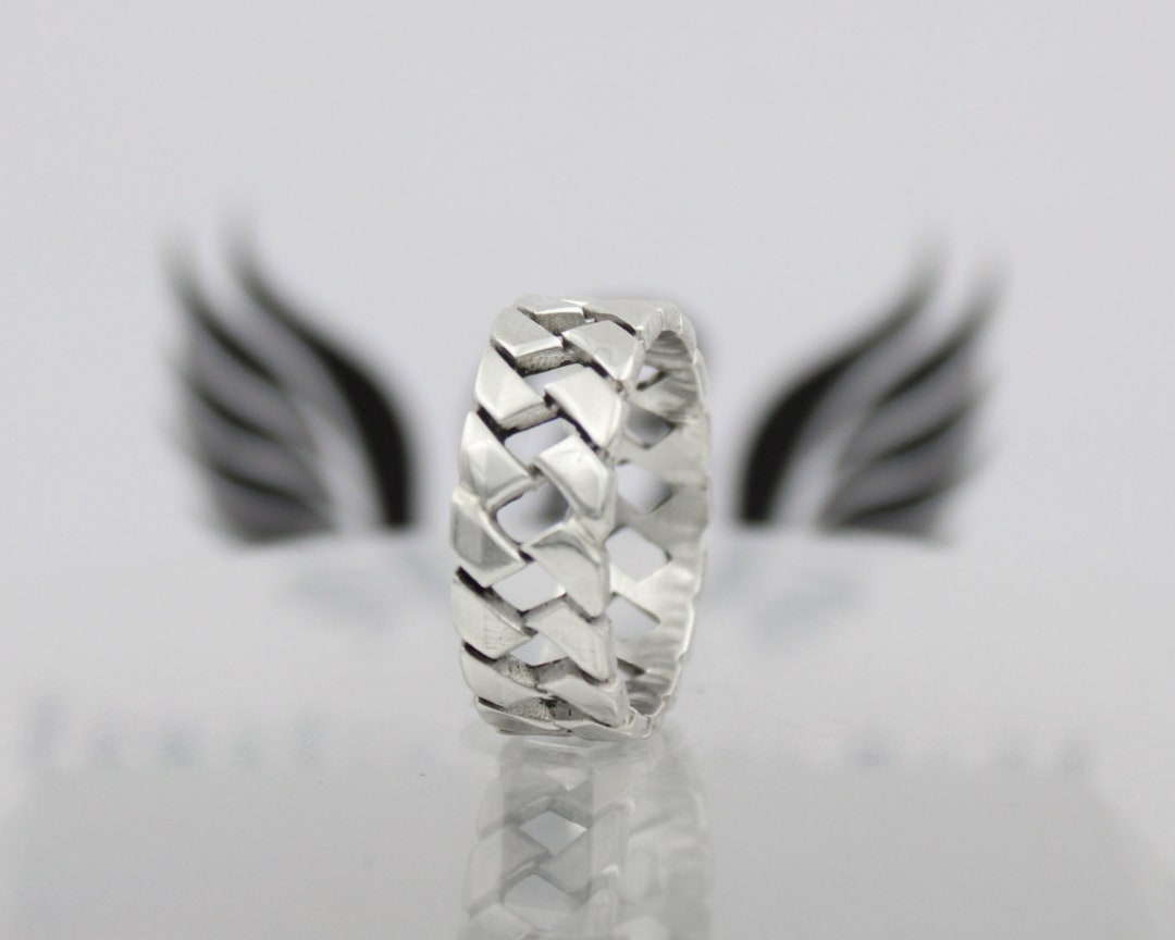 Silver Cuban Ring, 925 Sterling Silver Ring, Curb Chain Ring, Silver ...