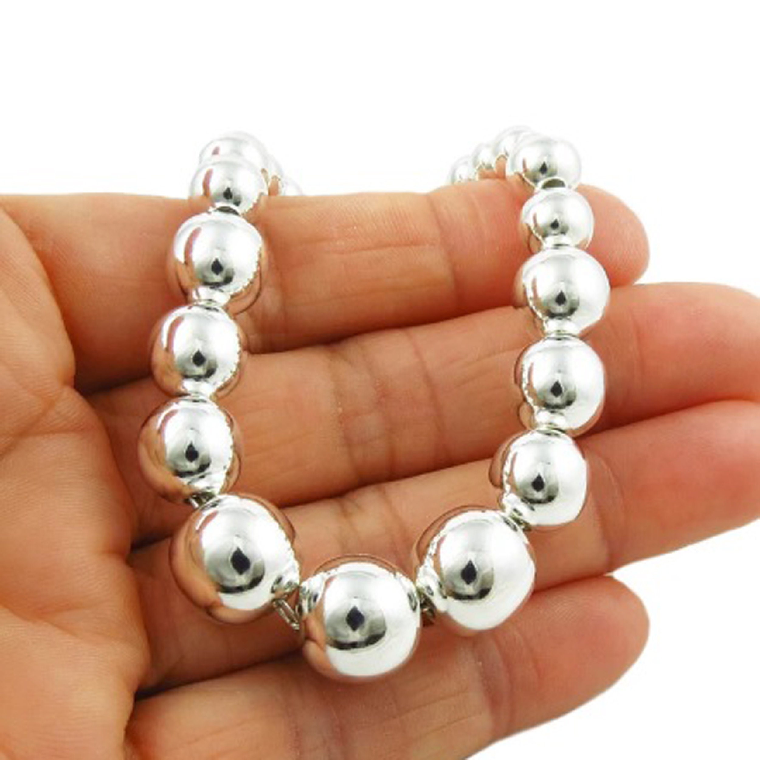 Handmade Sterling Silver Ball Bead Bracelet: Minimalist Stacking ...