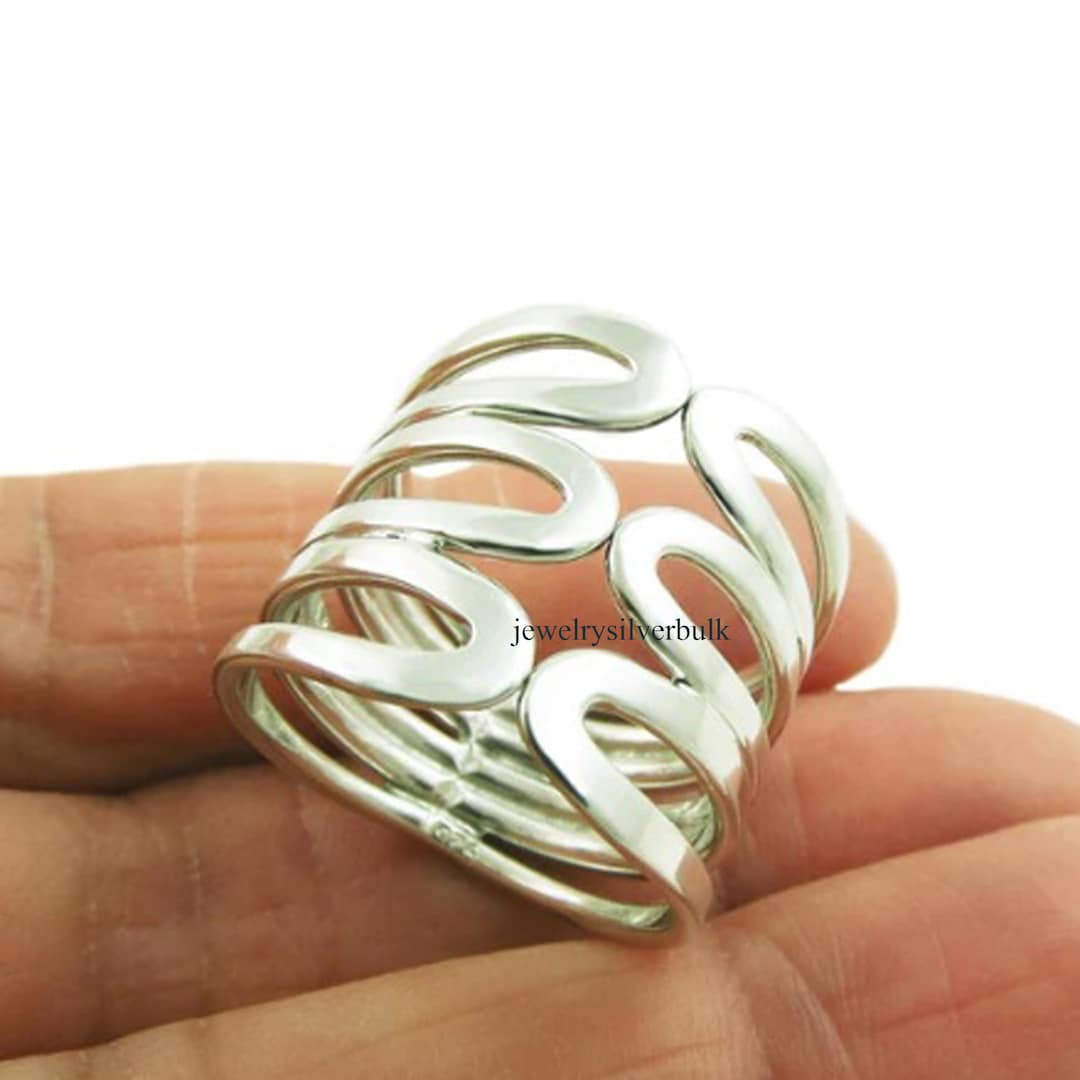 Breiter 925 Sterling Silber Ring, Ringe für Frauen, Ringe für Männer ...