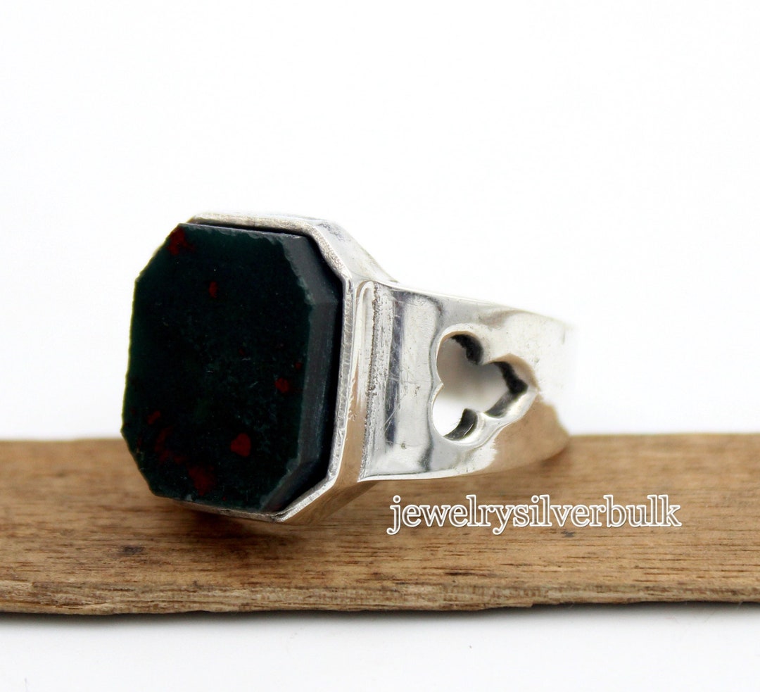 Bloodstone Ring, Bloodstone Mens Ring, 925 Sterling Silver Ring, Mens ...