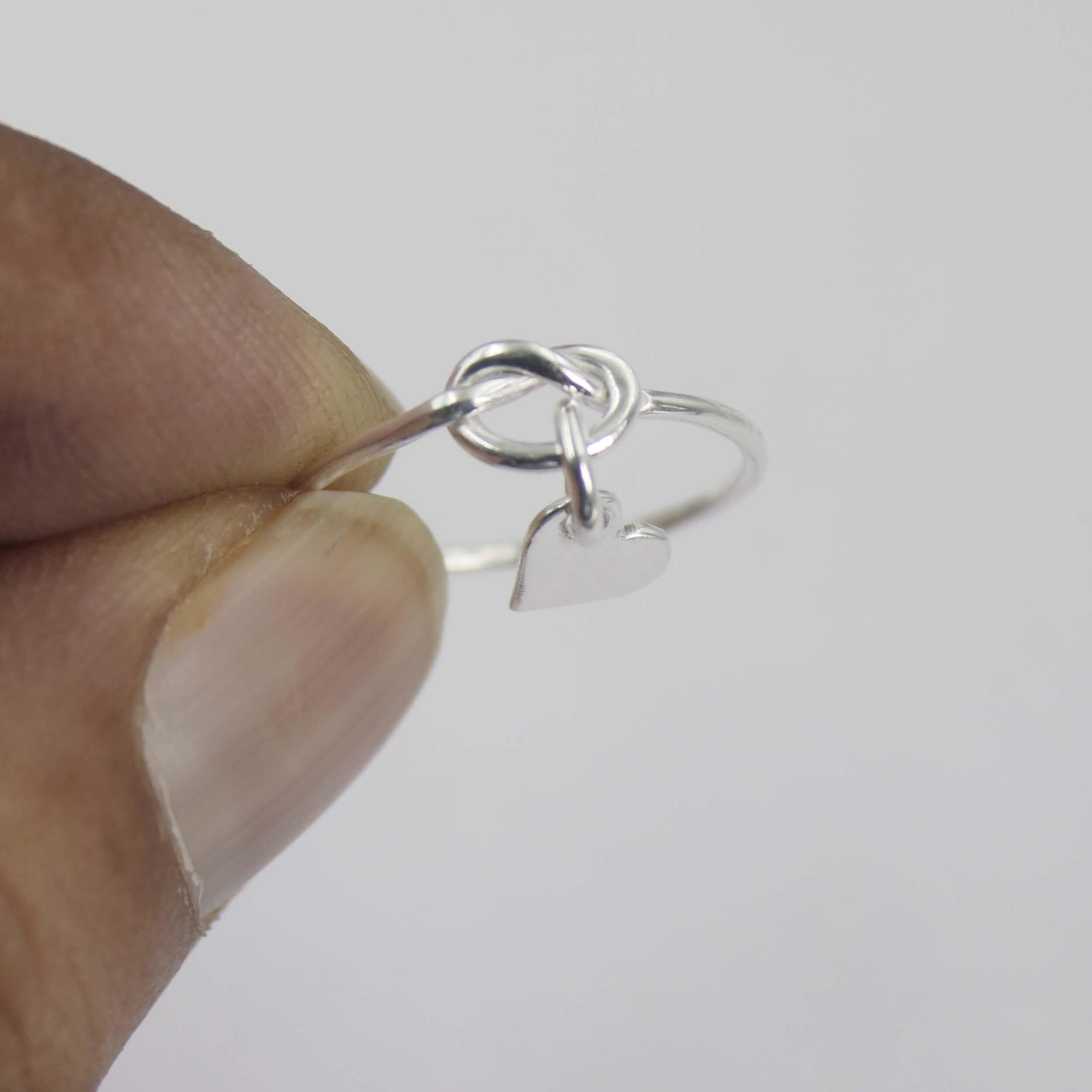 Dainty Sterling Silver Love Knot Heart Ring: Handmade Stackable Band - Etsy