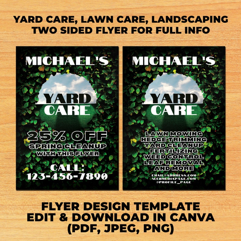 Yard Care, Lawn Mowing, Landscaping Flyer Design Template - Etsy