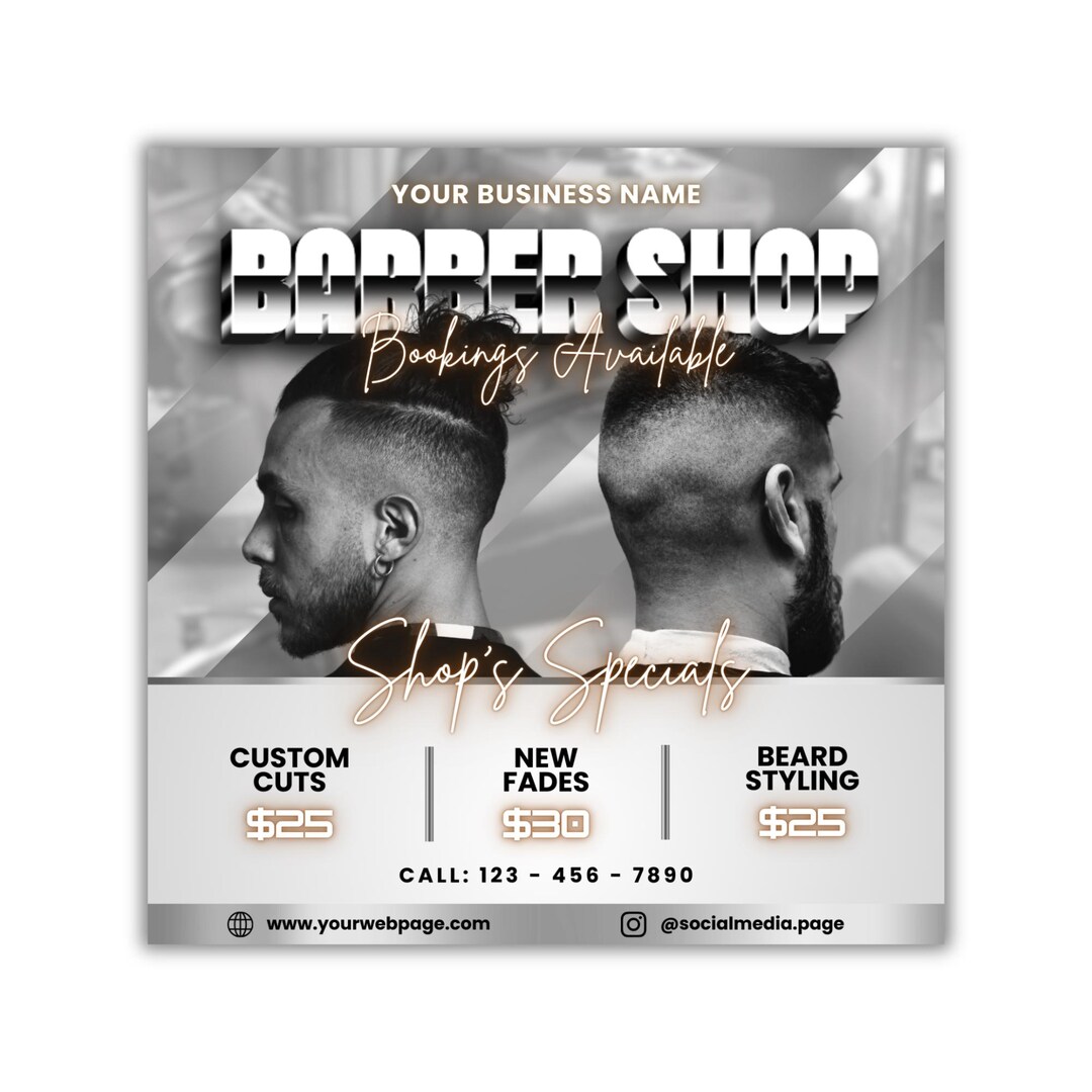 Booking Barber Shop Flyer, Digital and Printable Flyer Template Design ...