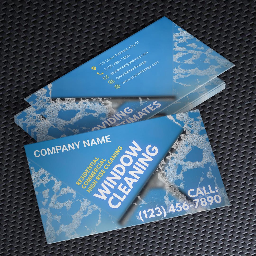 Window Cleaning Business Card Template, Cleaning Services, High Rise ...