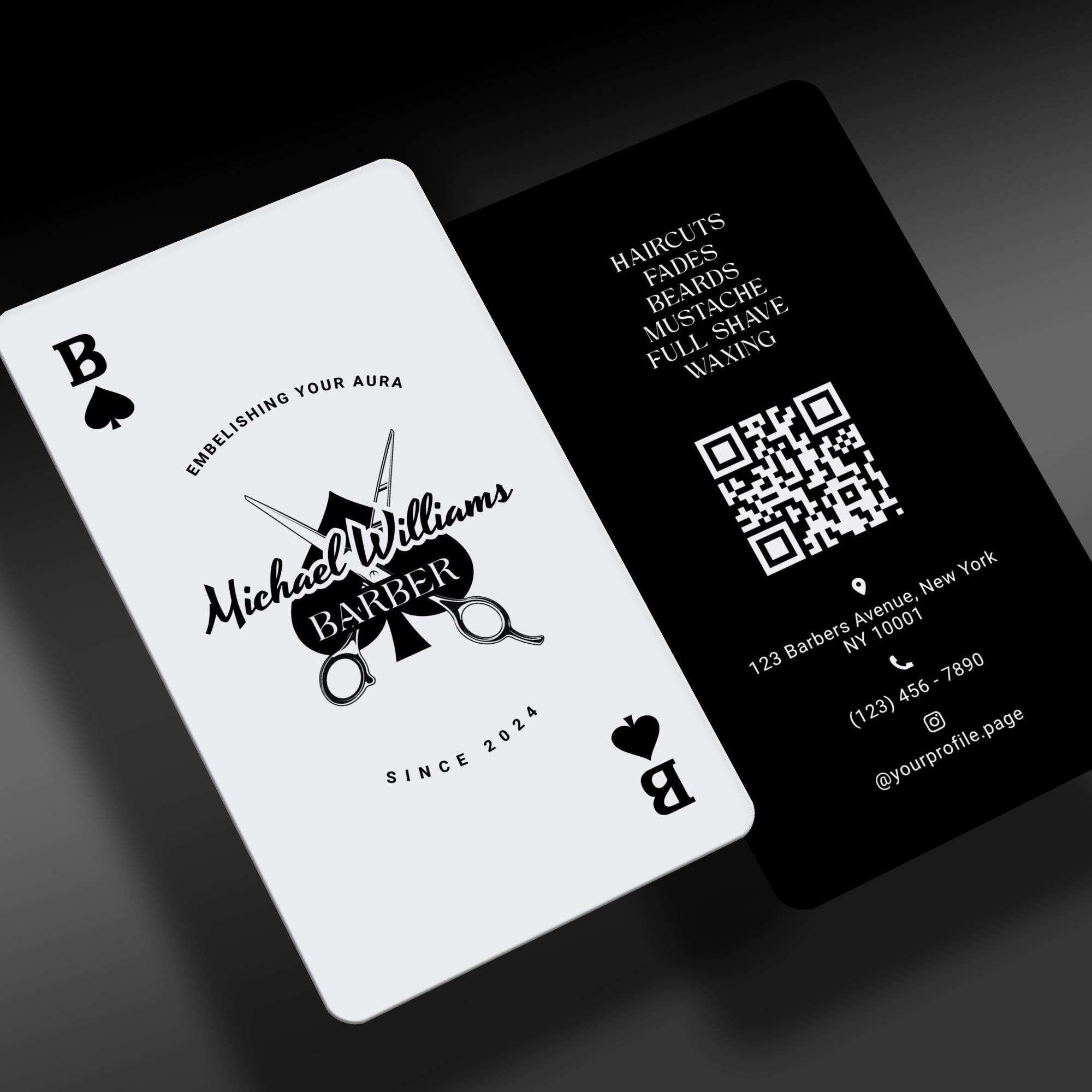 Ace of Spades Barber Shop Business Card, Hair Salon, Hairdresser Custom ...
