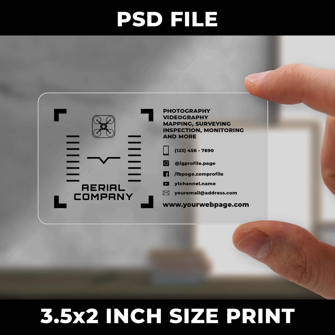 Custom Drone Business Card Template, Design for Transparent Card ...