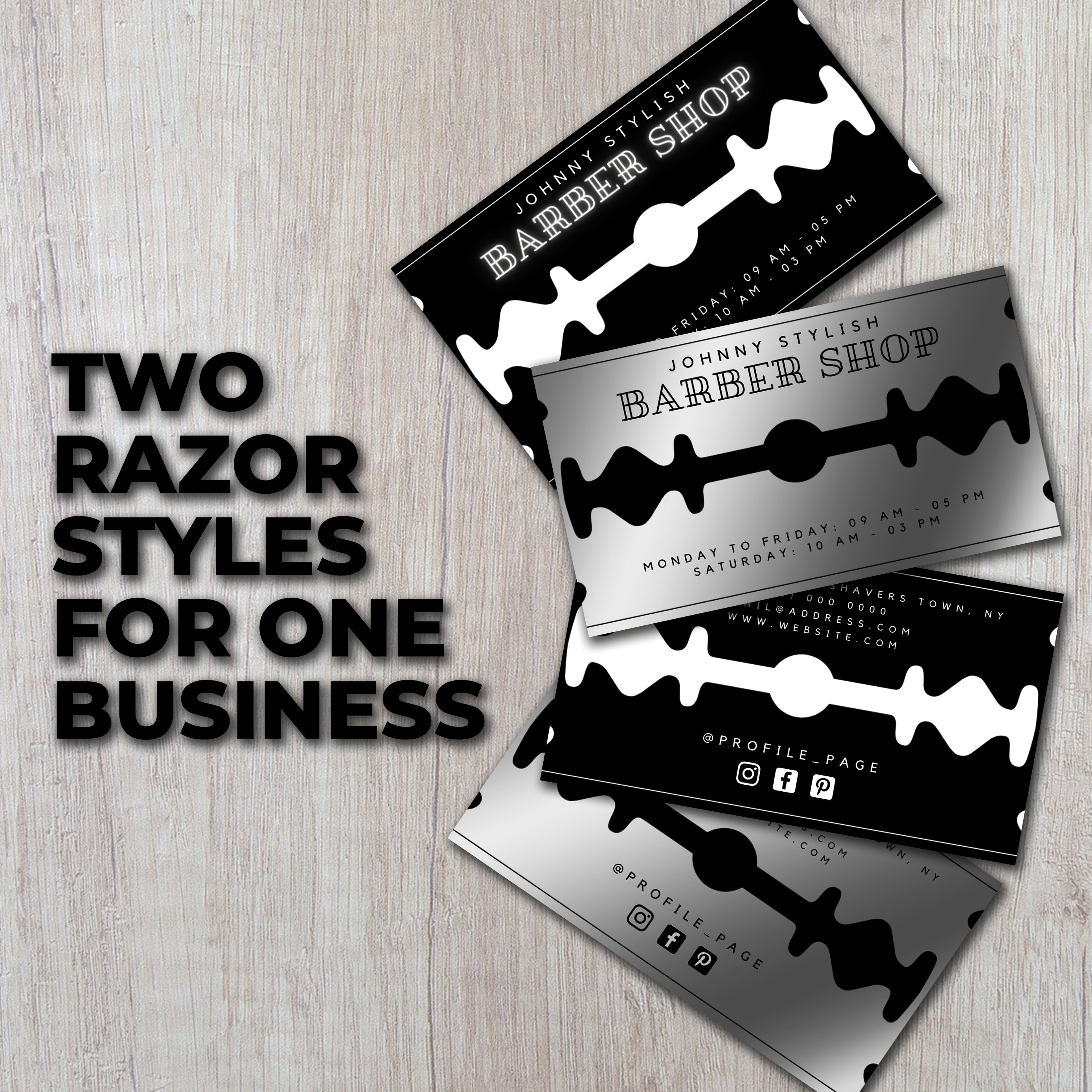 Faux Razor Blade Barber Shop Business Card Template - Etsy