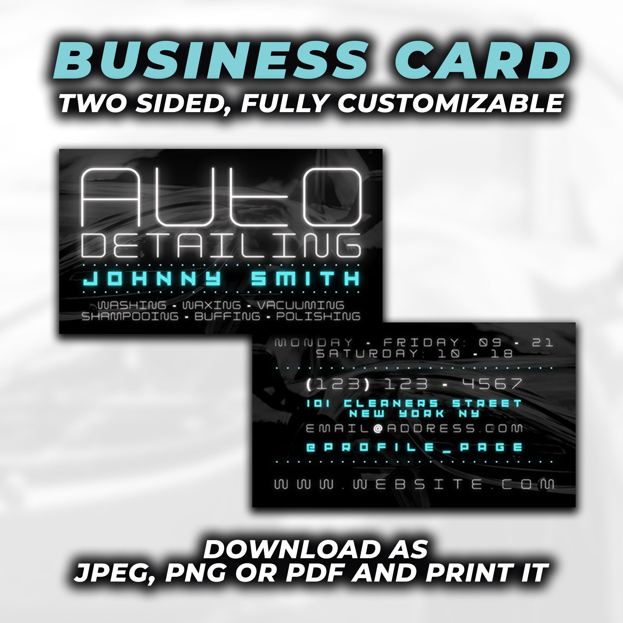 Car Detailing Business Card & Flyer Template Bundle, Canva - Etsy