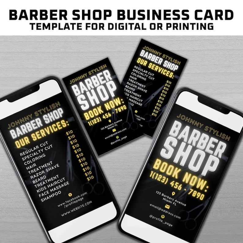 Barber Shop Business Card With Brochure, Digital and Printable Template ...