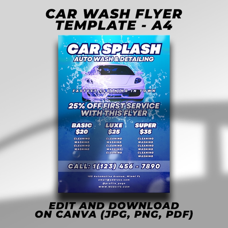 Car Wash Flyer Template, Carwash Promotional Leaflet Design, Canva - Etsy