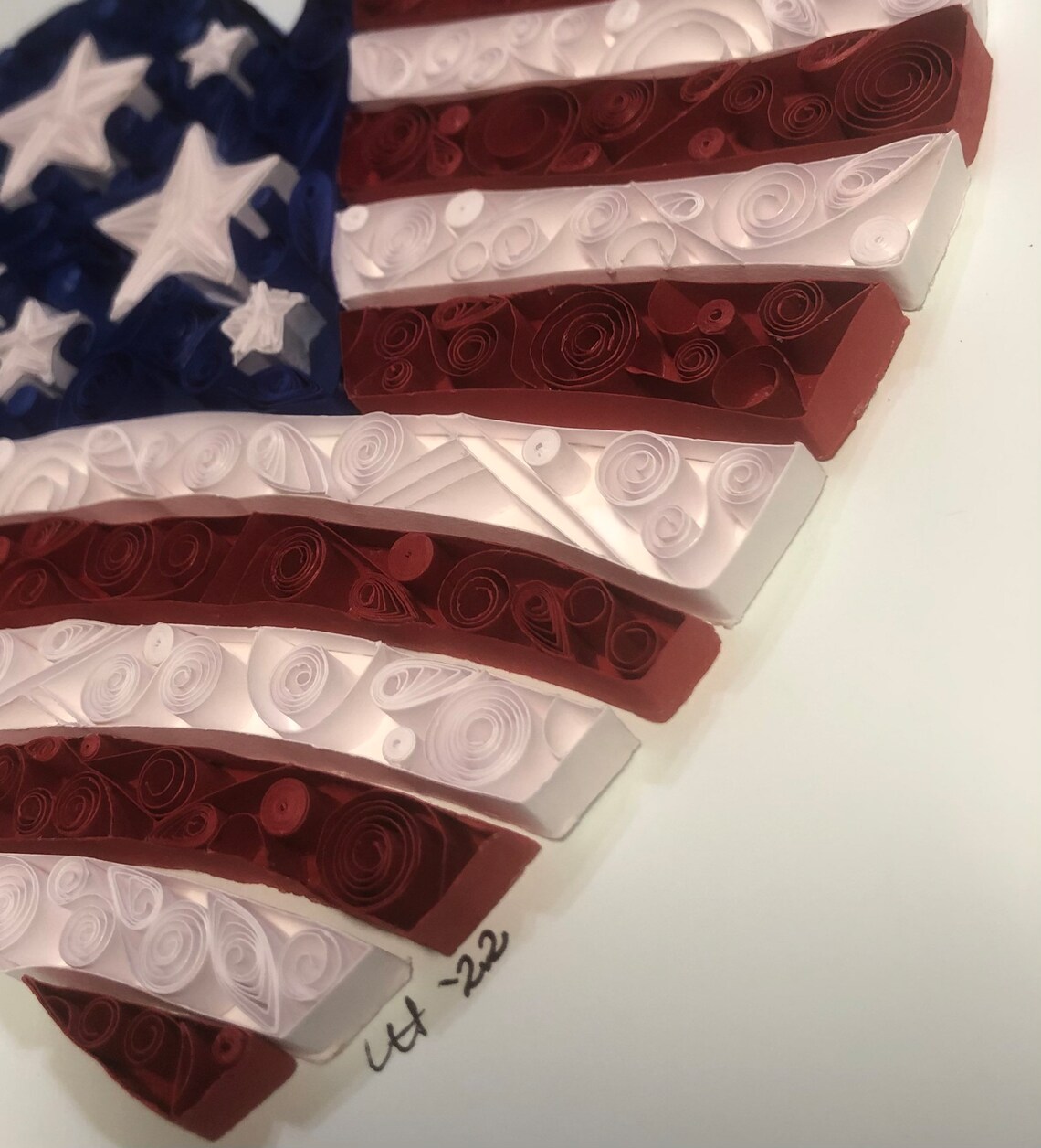 Paper Quilling of American Flag in the Shape of a Heart Framed or ...