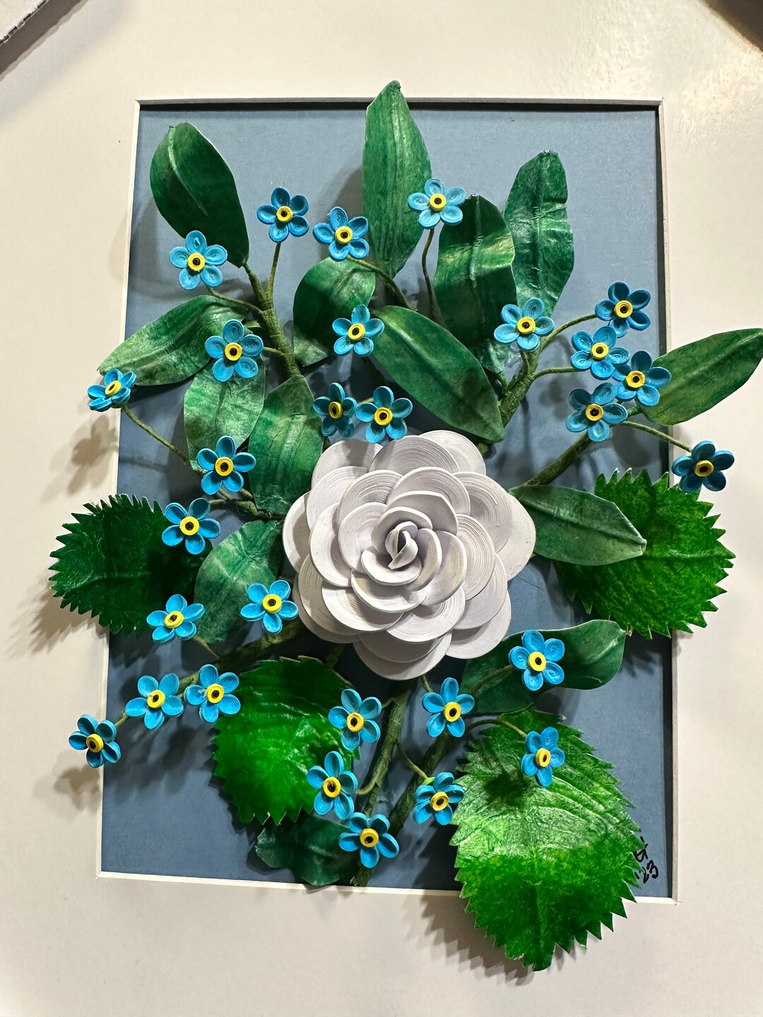 Paper Quilled Quilling of Rose in Forget Me Nots - Etsy