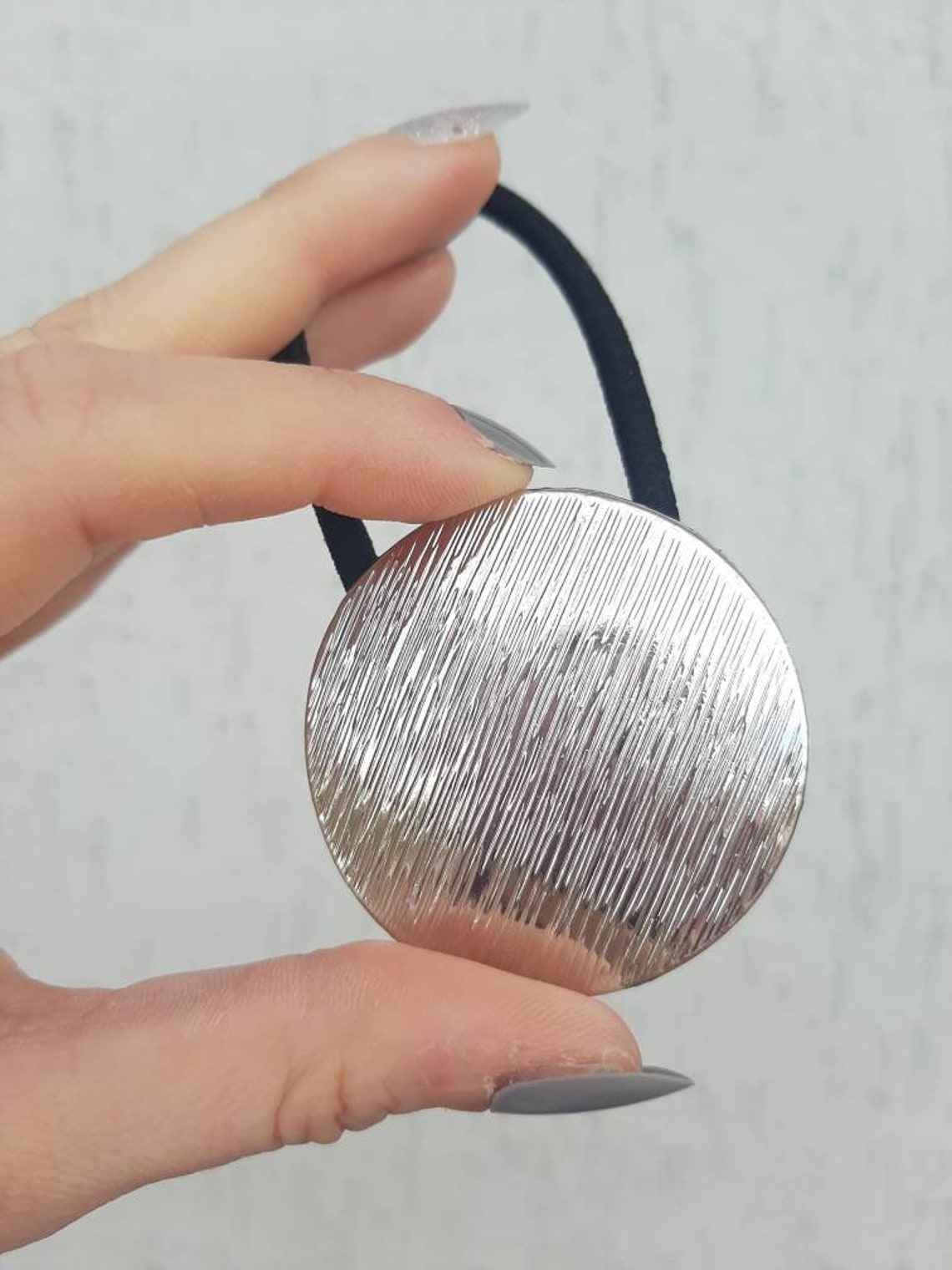 Elastic Hair Clasp Jewel Circle Large Silver Plate Hair | Etsy