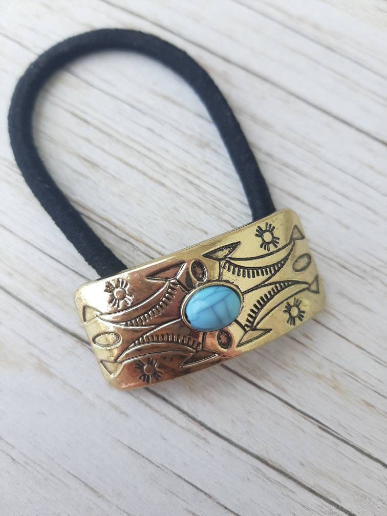 Elastic Hair Clasp Boho Style Gold Blue Stone Hair Elegant | Etsy