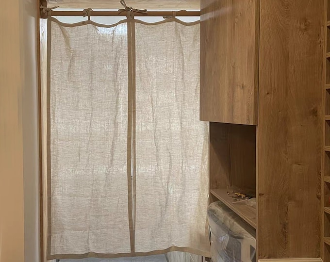 Japanese Linen Noren Curtain - 3 Panels - Handwoven Natural Ramie ...