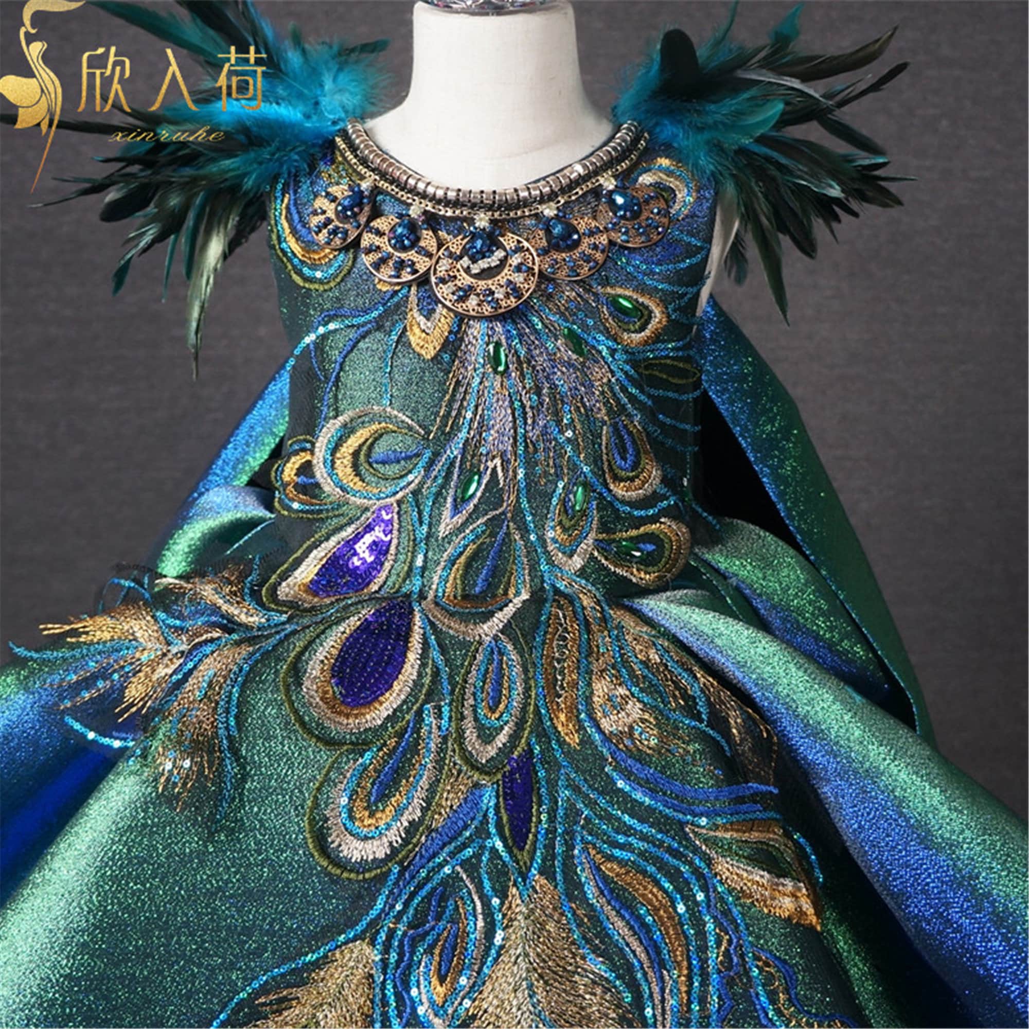 Luxury Peacock Children Girls Birthday Party Dresses Gowns Big | Etsy