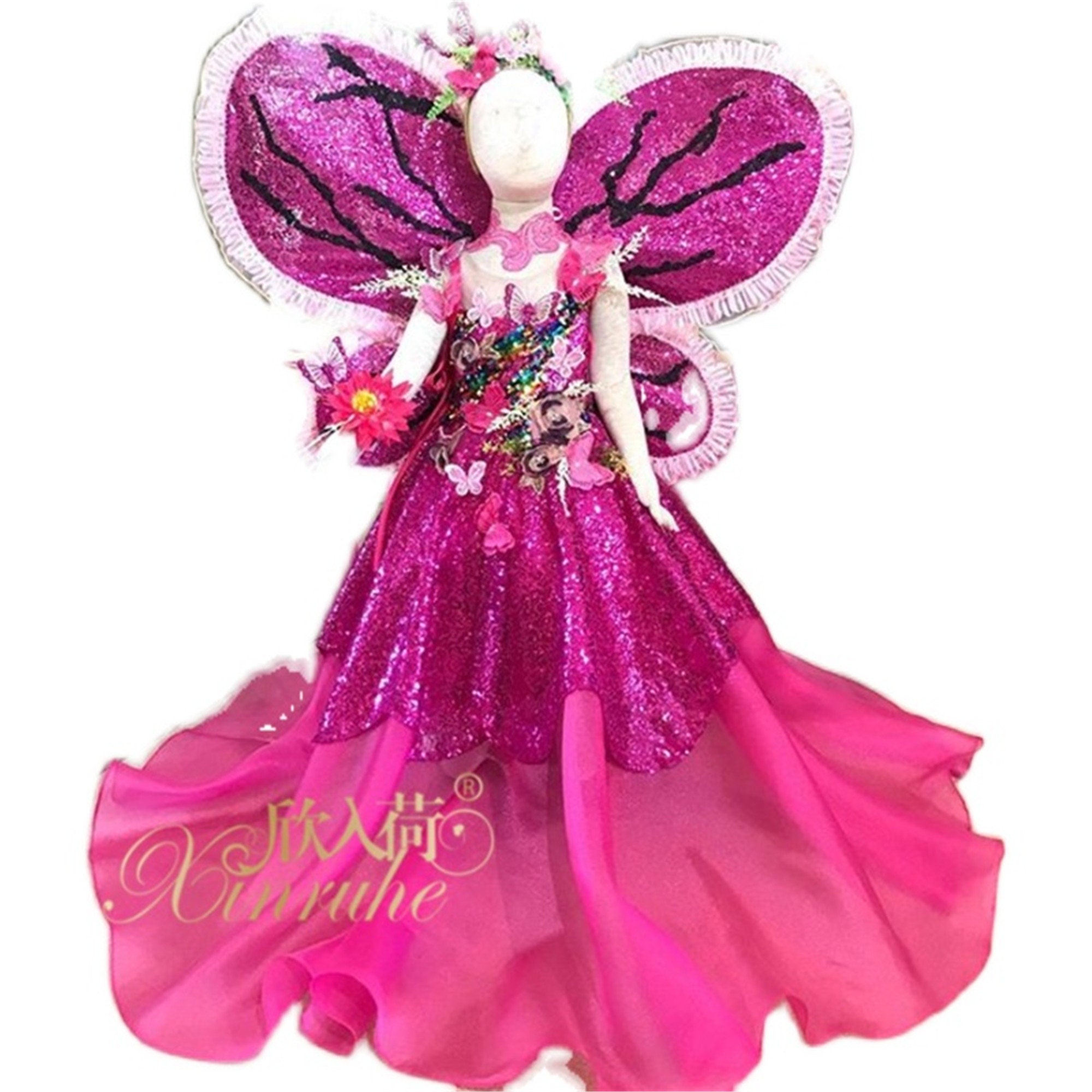 Children Girls Fairy Dresses Gowns With Wing Hot Pink Fairy - Etsy