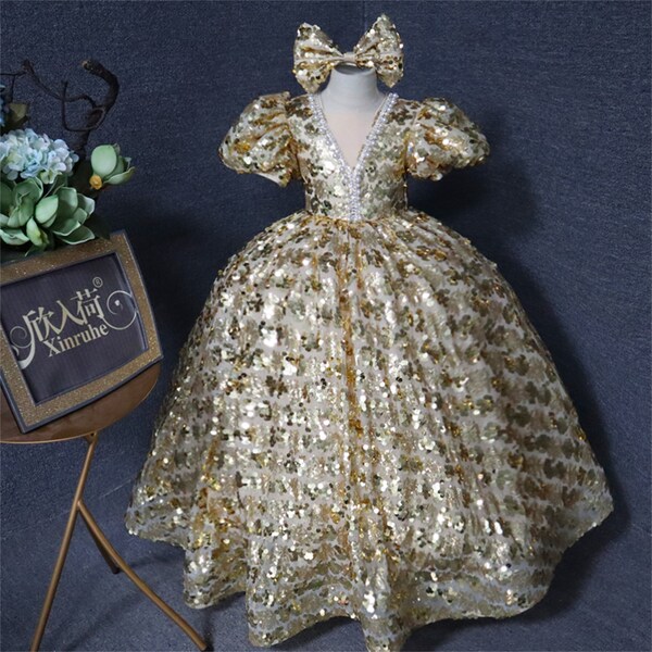 Girls Gold Dress - Etsy