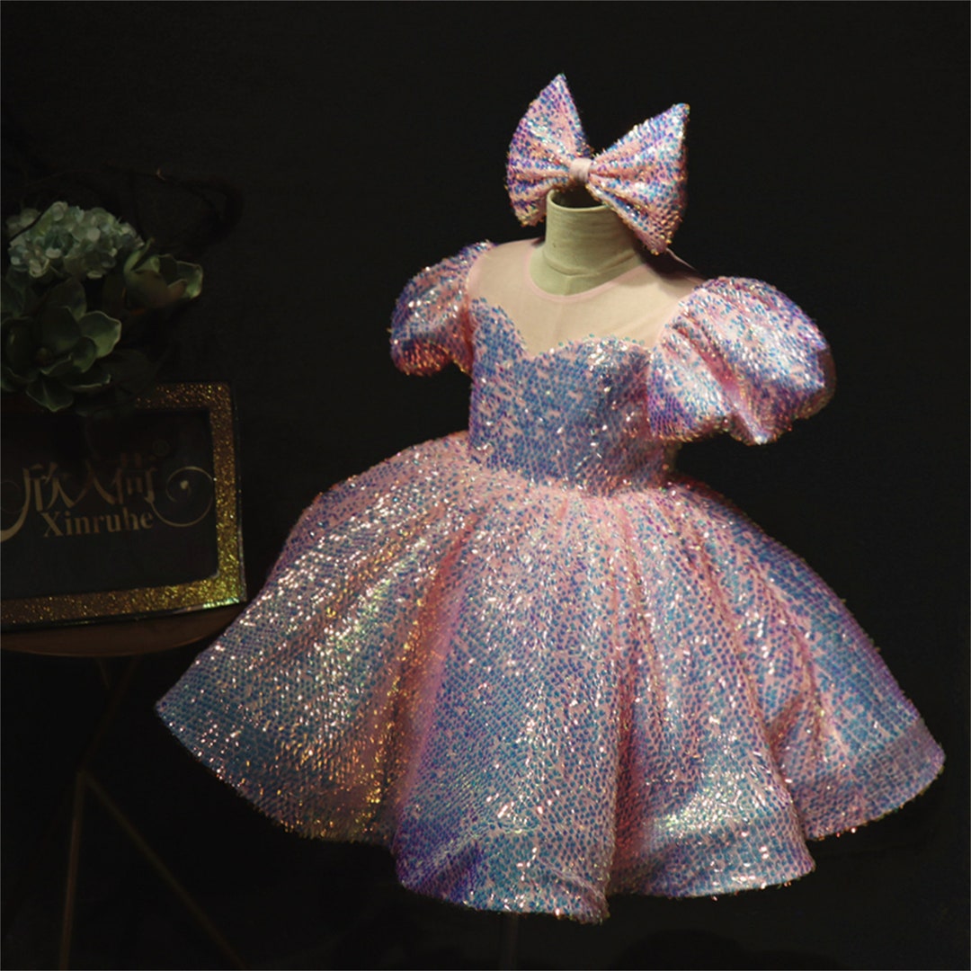 1-3T Pink Sequin Girl Celebration Dress Sequined Toddler Tutu Dress ...