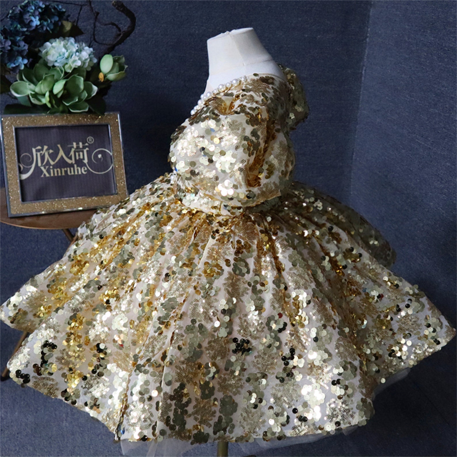 Baby Toddler Birthday Dresses Kid Gold Tutu Dress Sequin Kid - Etsy