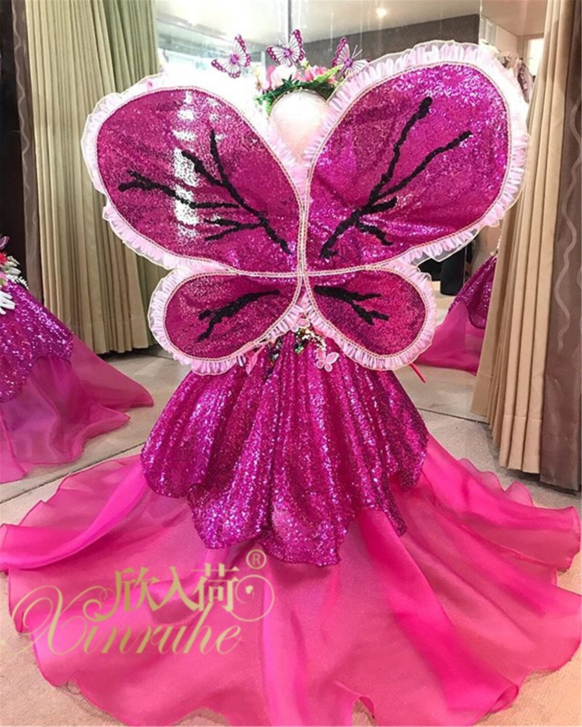 Children Girls Fairy Dresses Gowns With Wing Hot Pink Fairy - Etsy