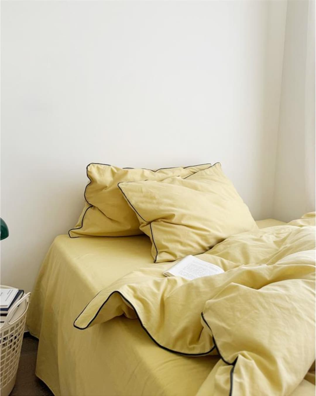 30+ Colors , Linen Bedding Set With Colored Piping ,linen Duvet Cover ...