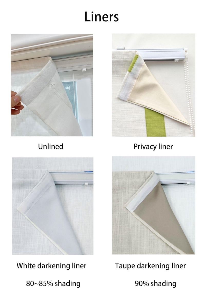 Double Layered Linen Roman Shade ,100%linen Darkening Shade and Sheer ...