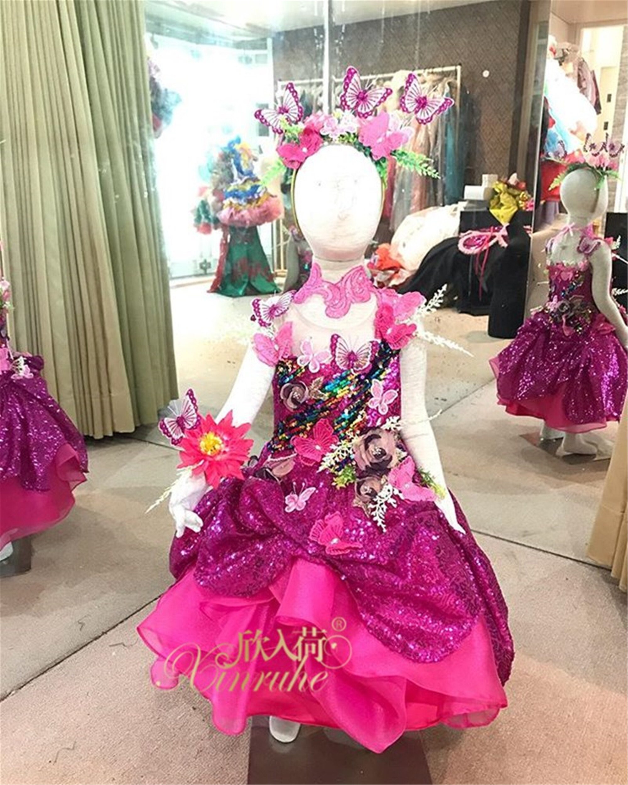 Children Girls Fairy Dresses Gowns With Wing Hot Pink Fairy - Etsy