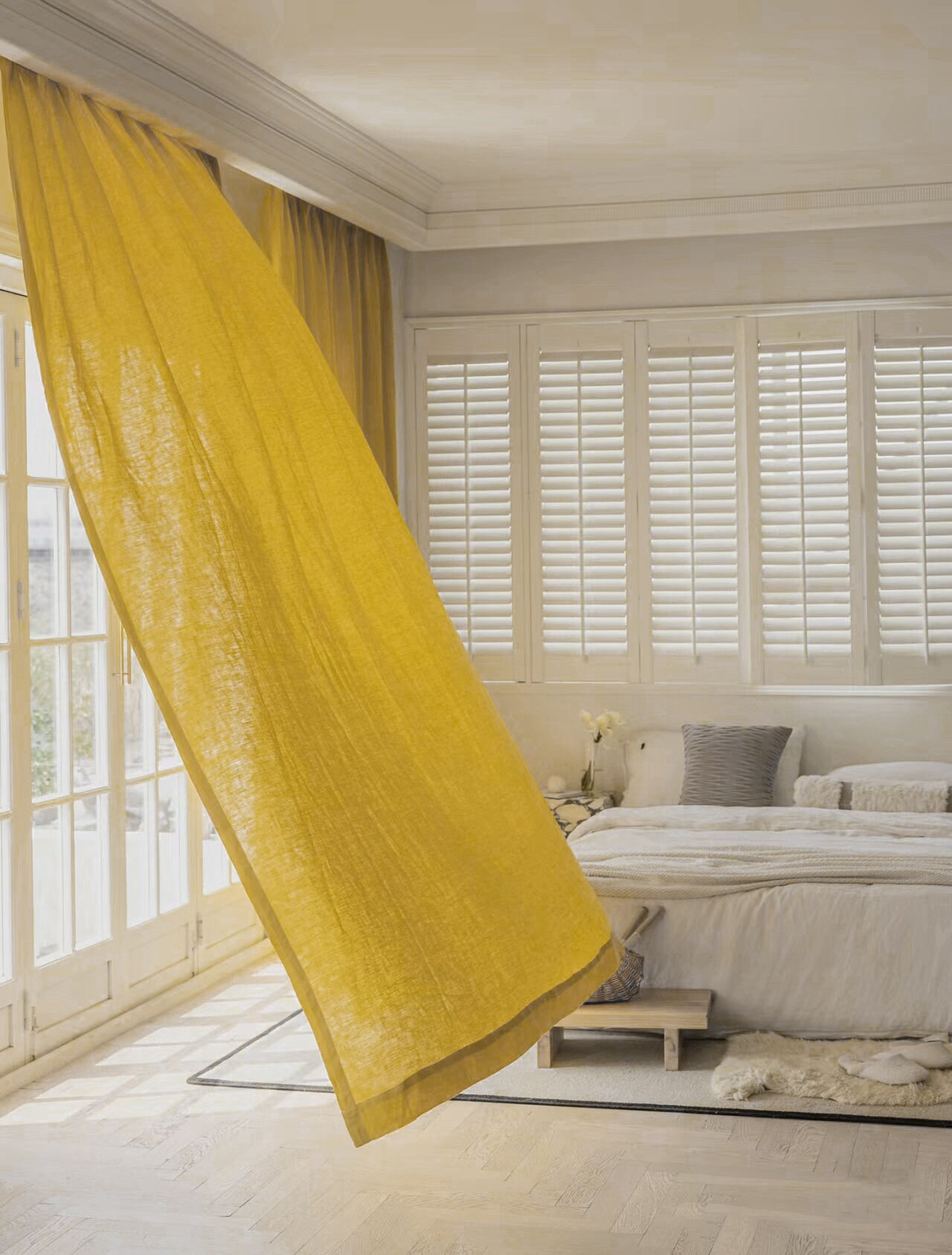 A Pair of Mustard Linen Curtains,30+ Colors, Custom Made Panels ...