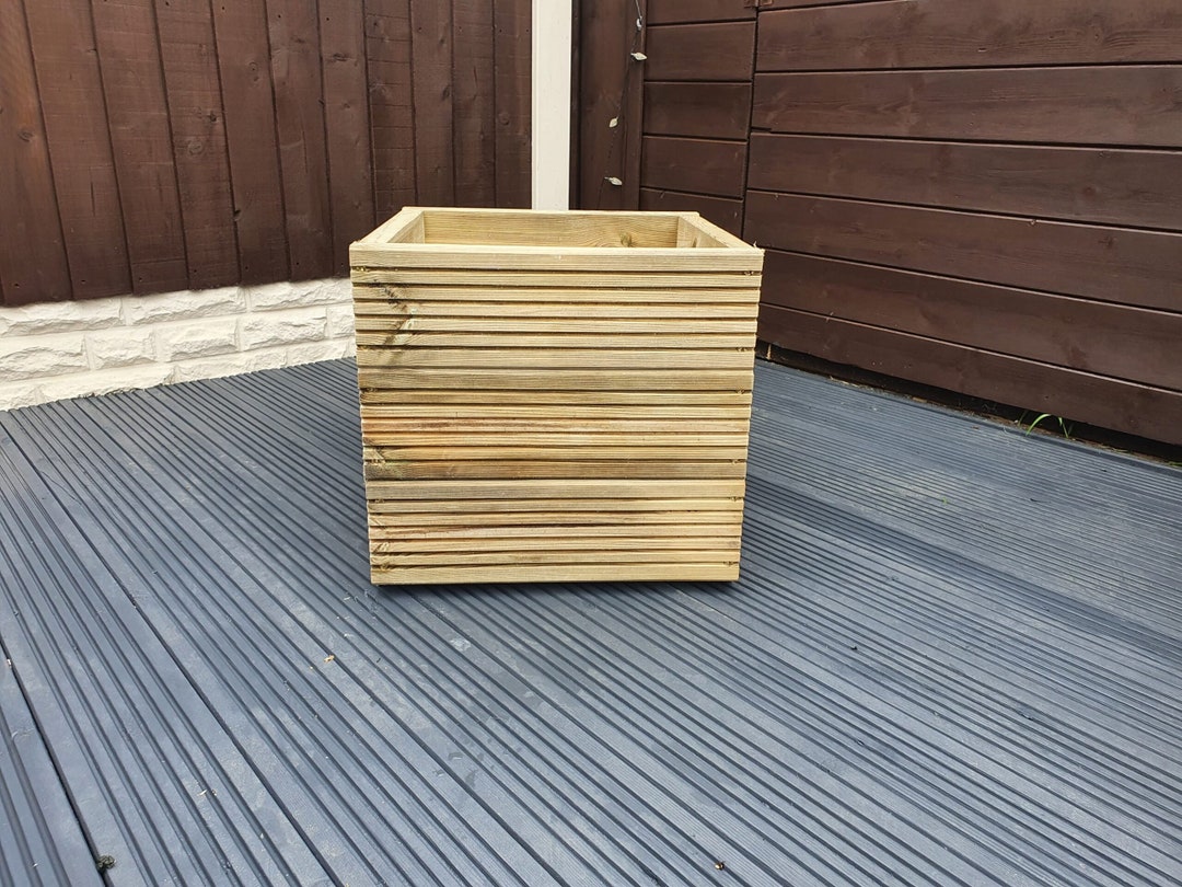 Square Wooden Treated Decking Planters Pots - Etsy UK