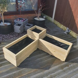 Large Corner Wooden Treated Garden Planter Plant Pot Combi - Etsy UK