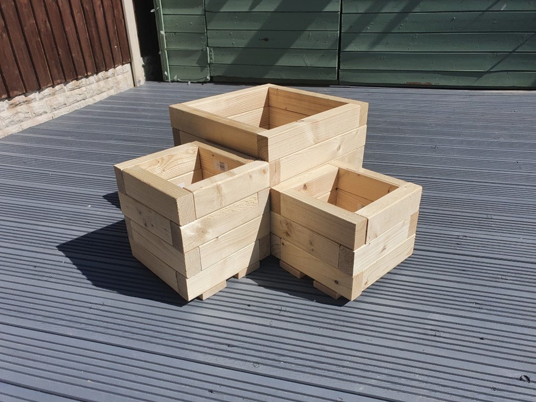 Small Corner Wooden Treated Garden Planter Plant Pot Combi - Etsy UK