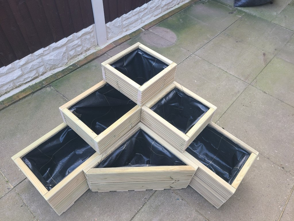 3 Tiered L Shape Corner With Triangle Garden Wooden Decking Planter ...