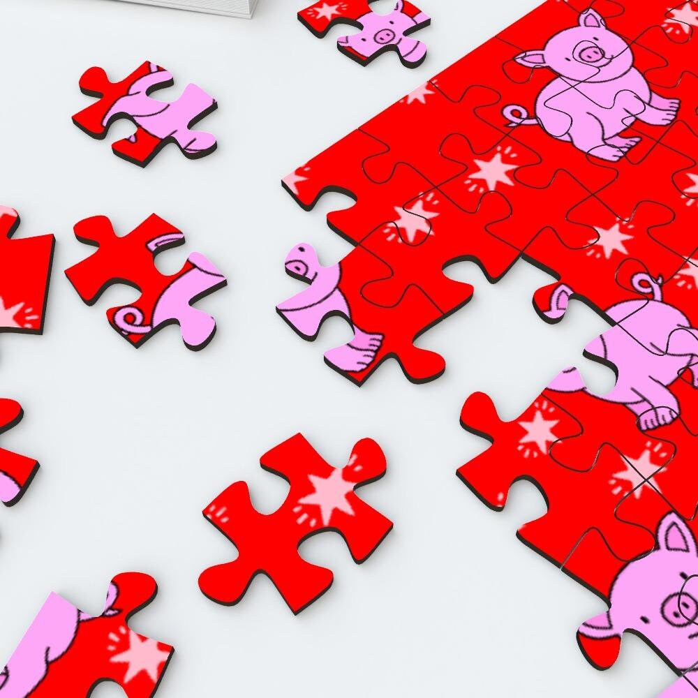 Jigsaw Pigs on Red - Etsy