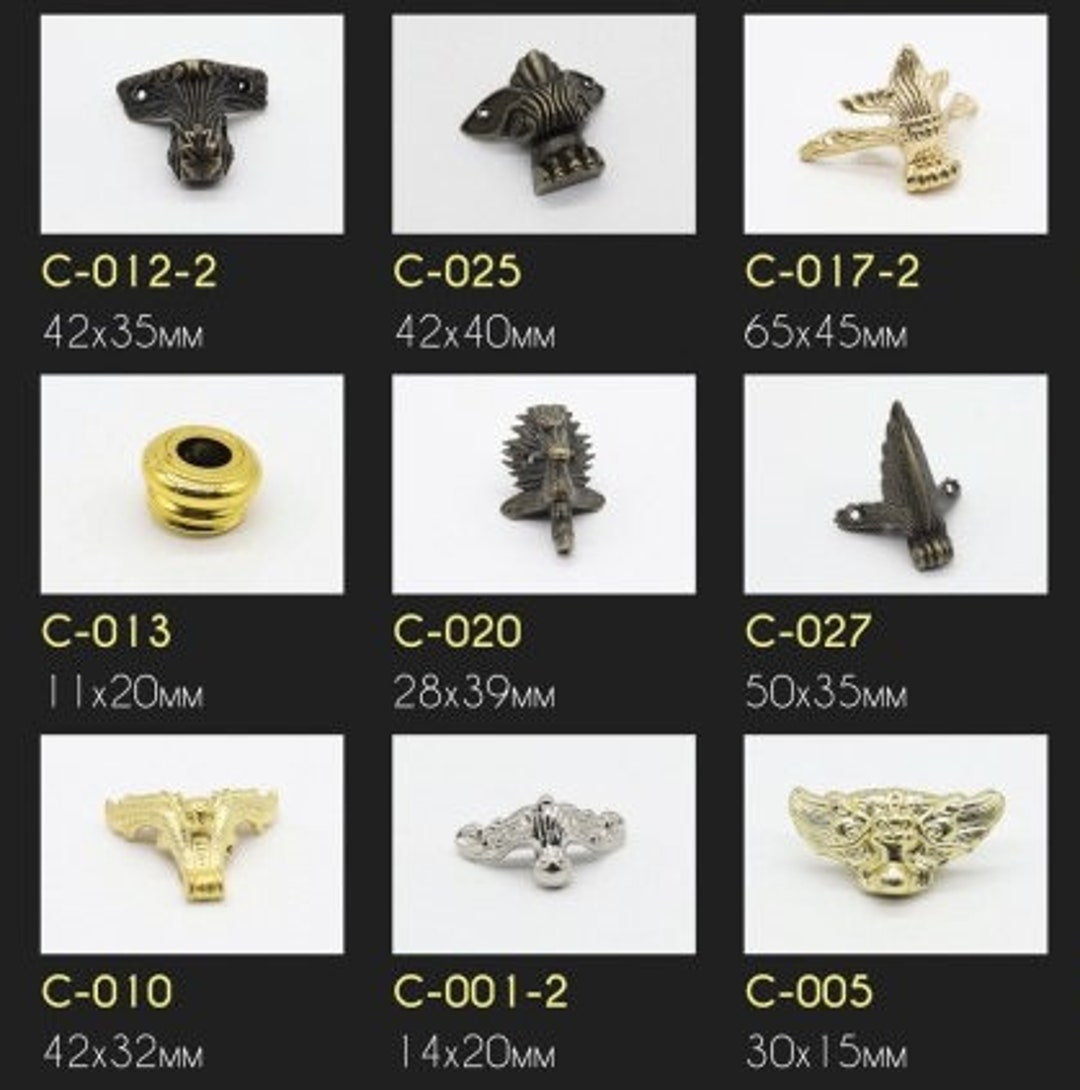 Antique Brass Feet for Jewerly Boxes, Decorative Vintage Metal Box Legs ...