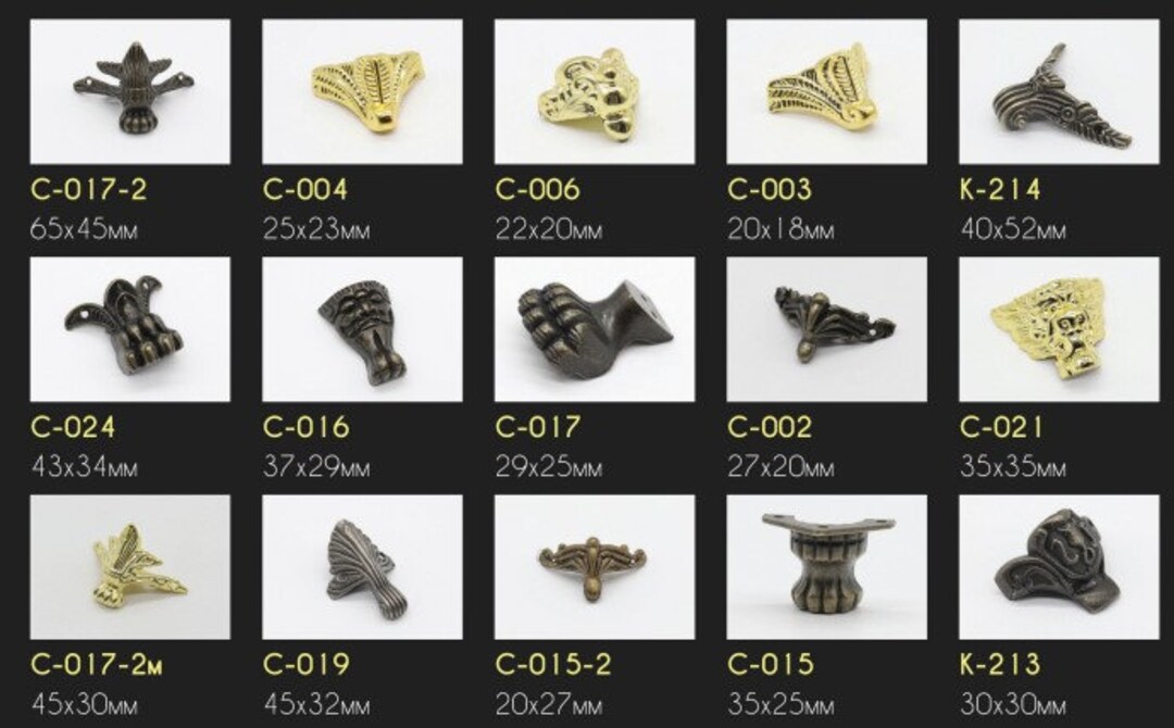 Bronze and Gold Box Feet as Corner Protector / Miniature Metal Legs for ...