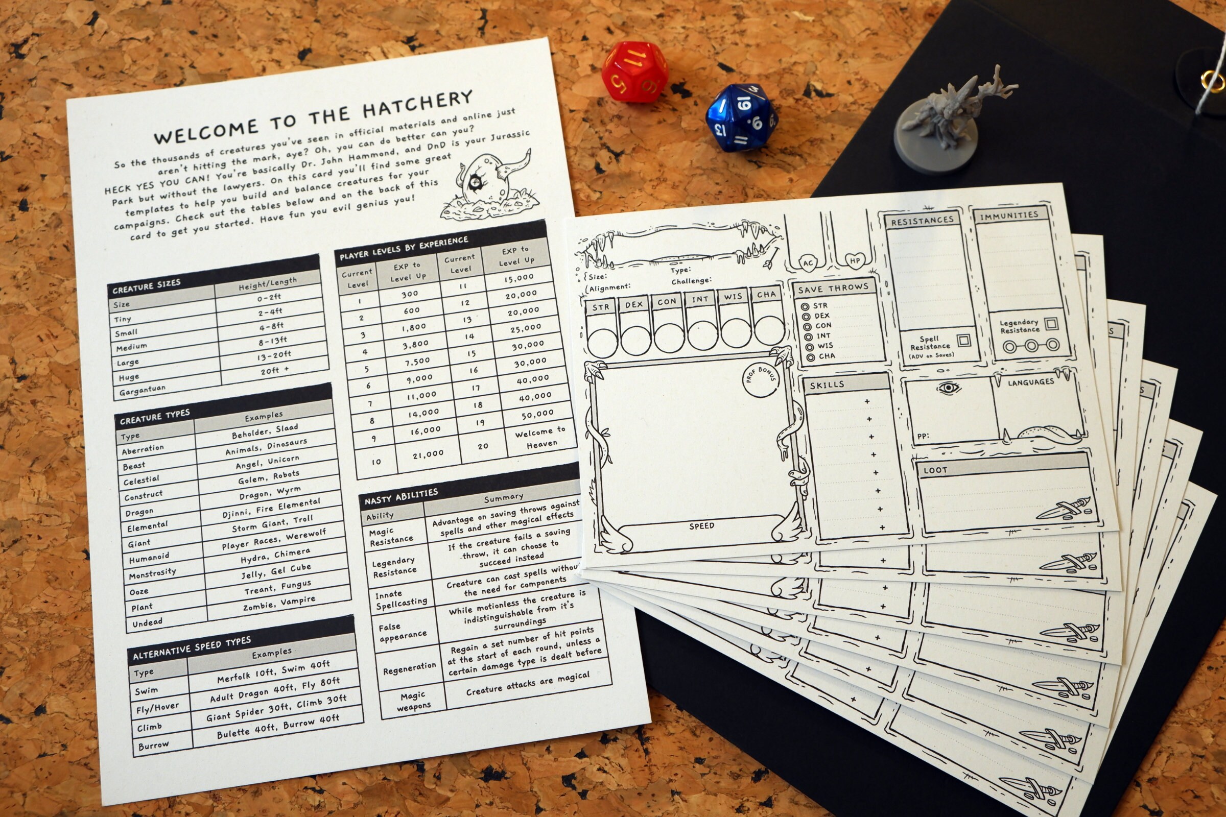 20 Printed Dnd 5e Monster/npc Cards and Creature Creation Tool ...