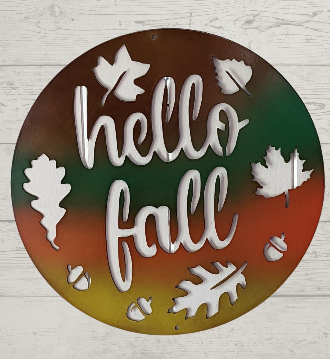 Hello Fall Metal Decor Wall Outdoor Decoration Autumn Seasonal - Etsy