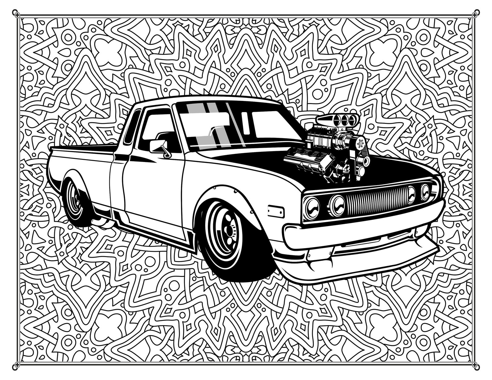 Classic Cars & Mandalas Coloring Pages 3 Print Ready PNG | Etsy