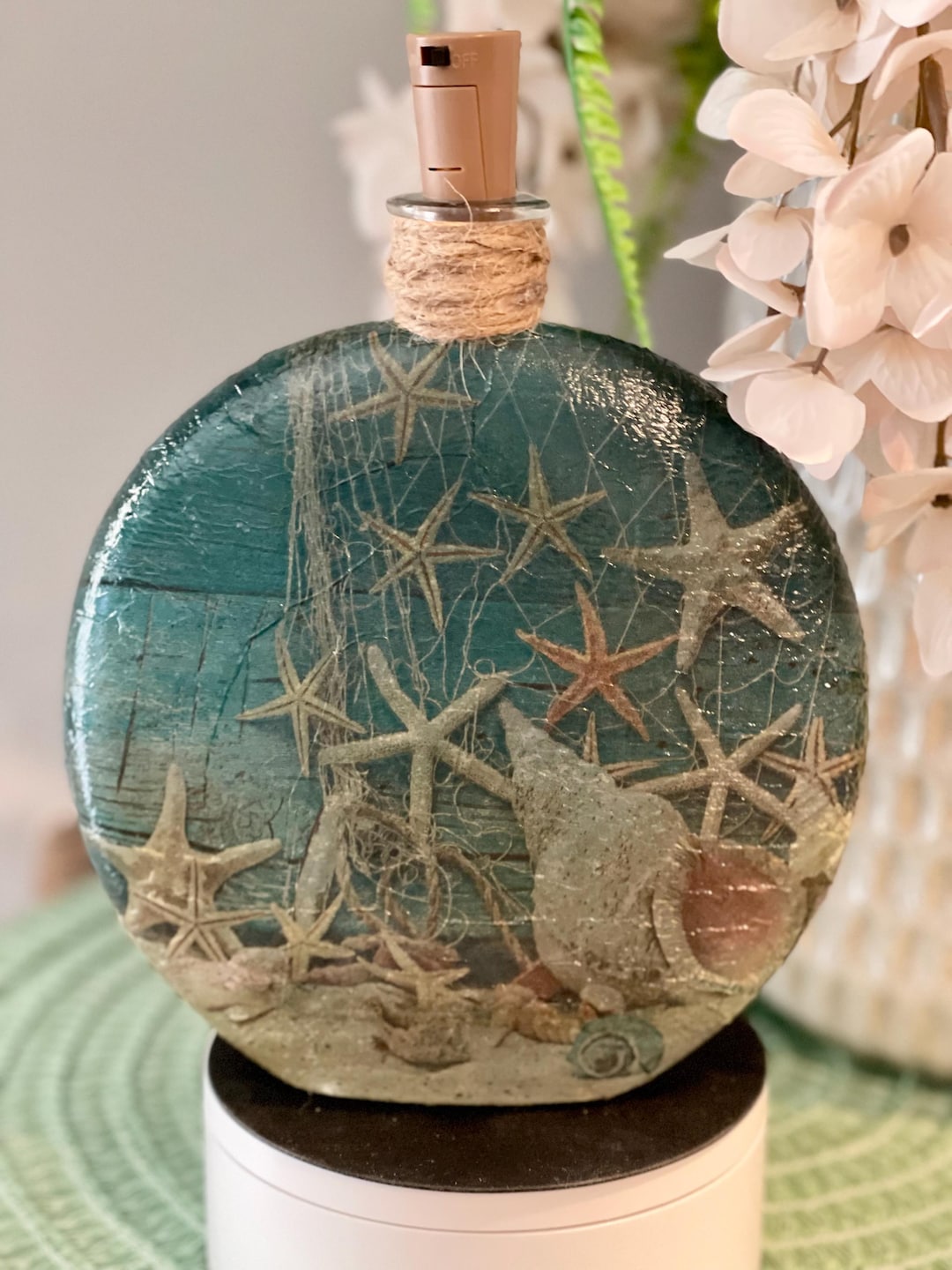 Seas Shells Lighted Bottle, Gift for Beach Lovers, Beach Lighted Jar ...